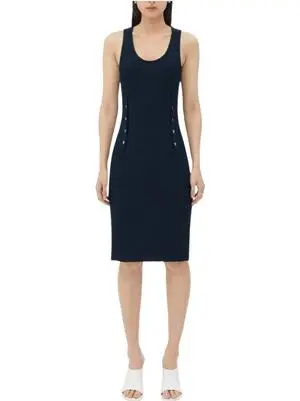 Bottega Veneta Slim Fit Ribbed Midi Dress - Black