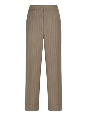 Peserico Pinstriped High-waisted Wide-leg Trousers - Gray