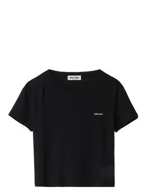 MIU MIU Miu Miu Logo Patch Crewneck T-Shirt