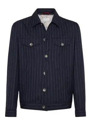 Brunello Cucinelli Striped Virgin-wool Jacket - Black