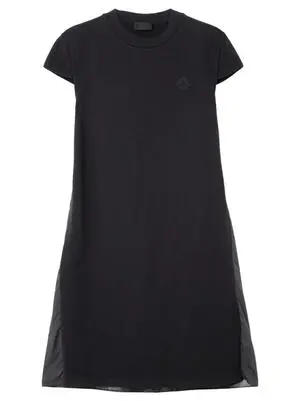 Moncler Short-sleeved Crewneck Dress With Logo Detail - Black