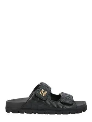 Miu Miu Quilted Slip-on Flat Sandals - Black