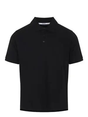 Saint Laurent Button Detailed Short-sleeved Polo Shirt - Black