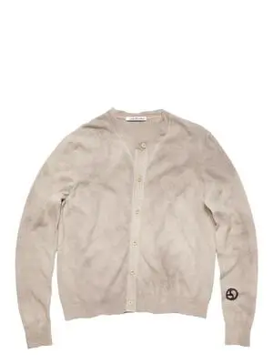Acne Studios Buttoned Crewneck Sweater With Logo Jacquard - Nude