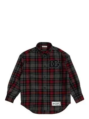 Dolce & Gabbana Plaid Check Shirt With Dg Logo - Grey