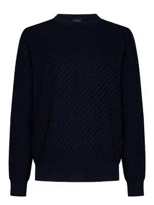 Brioni Textured Crew-neck Long-sleeve Sweater - Black