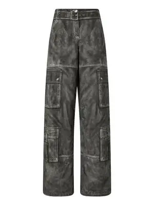 Pinko Distressed Wide-leg Cargo Trousers - Black
