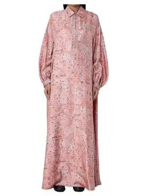Max Mara Embellished-collar Printed Maxi Dress - Pink