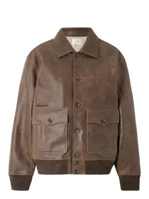 Aimé Leon Dore Long-sleeved Leather Jacket - Brown