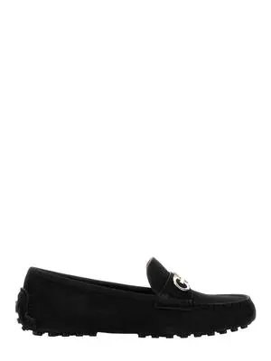 FERRAGAMO Logo Loafers - Black