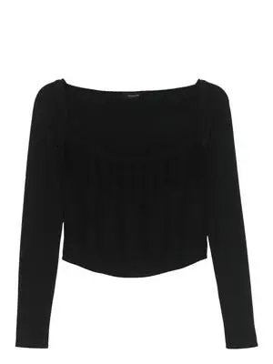MUGLER Long Sleeve Square Neck Bodice - Black