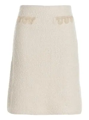 LANVIN High Waist Mini Skirt With Embellished Pockets - Nude