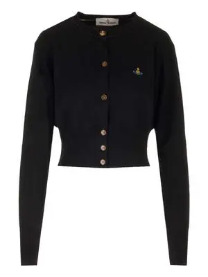 VIVIENNE WESTWOOD Orb Embroidered Knit Cardigan - Black