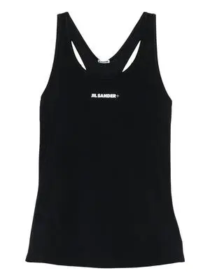JIL SANDER Logo Printed Technical Tank Top - Black