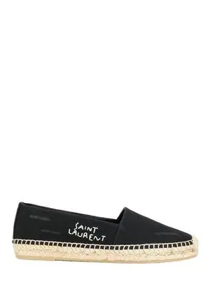 Saint Laurent Logo Embroidered Espadrilles - Black