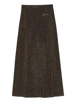 GANNI Embroidered Logo Knit Maxi Skirt - Black