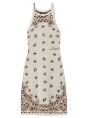 Amiri Cotton-jacquard Halterneck Midi Dress - No
