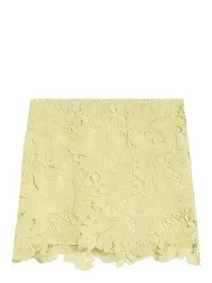 Sportmax Floral Lace Mini Skirt - Lemon