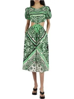Red Valentino Printed Poplin Midi Dress - Green