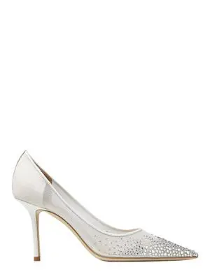 JIMMY CHOO Love 85 Embellished Mesh Pumps - White
