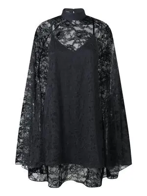 Pinko Long-sleeved Mini Lace Dress - Black