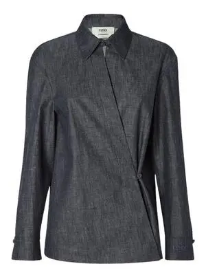 Fendi Asymmetrical Wrap Denim Shirt - Blue
