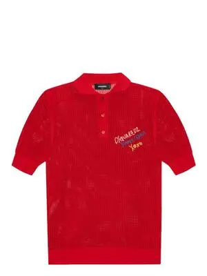 Dsquared2 Summer Lovers Knitted Polo Shirt - Red