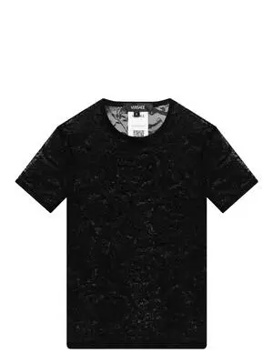 Versace Short-sleeved Crewneck Lace T-shirt - Black