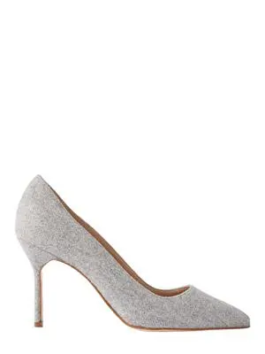 Manolo Blahnik Pointed Toe High Heel Pumps - Light Gray