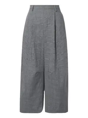 R13 Cropped Pleated Houndstooth Wool Wide-leg Pants - Gray