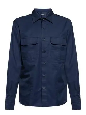 TOM FORD Double-pocket Cotton Shirt - Blue
