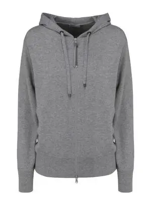 Brunello Cucinelli Zipped Drawstring Hoodie - Grey