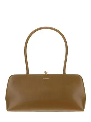 JIL SANDER Jil Sander Kiss-Lock Leather Shoulder Bag Brown