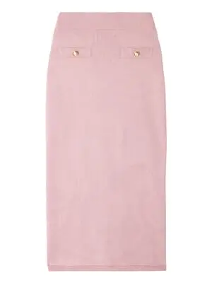Alessandra Rich Alessandra Rich High-Waisted Midi Skirt With Faux Pearl Buttons Pink
