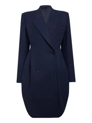 Alaïa Double-breasted Knee-length Coat - Dark Blue