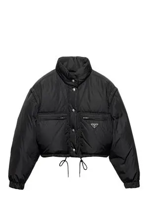 Prada Cropped Re-nylon Down Jacket - Black
