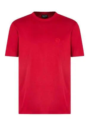 Giorgio Armani Giorgio Armani Logo Embroidered Crewneck T-Shirt Red