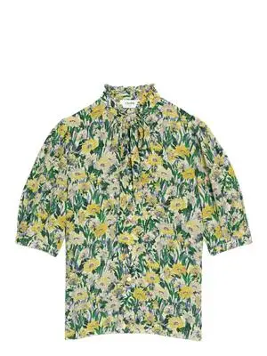 Celine Lavallière Blouse In Paquerette Crépon - Green
