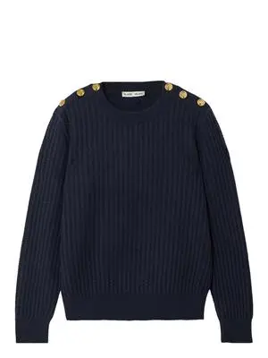 BLAZÉ MILANO Highland Button-detailed Cable-knit Wool And Cashmere-blend Sweater - Black