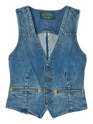 Polo Ralph Lauren Embroidered Denim Vest - Mid Denim