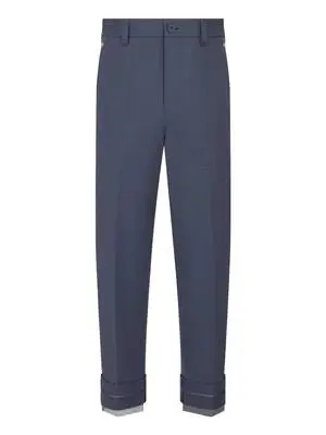 Dior Straight-leg Trousers With Augen Yarn Detail - Blue