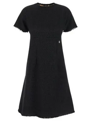 DOLCE & GABBANA Dolce & Gabbana Appliqué-Logo Bouclé Mini Dress