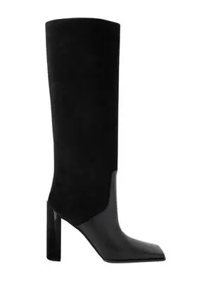 Alaïa Square-toe Leather And Suede Boots - Black