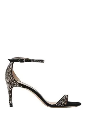 STUART WEITZMAN Embellished Stiletto Sandals - Black Hematite/black