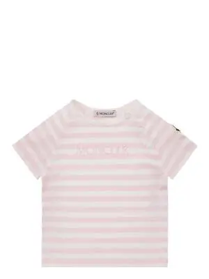 Moncler Striped Logo T-shirt - White/pink