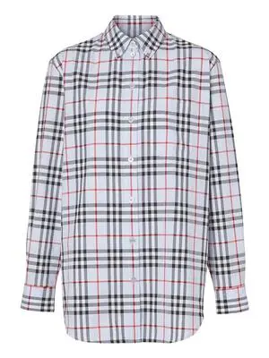 Burberry Plaid Long Sleeve Shirt - Gray
