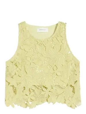 Sportmax Floral Macramé Cropped Top - Lemon