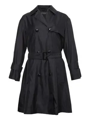 Emporio Armani Double-breasted Coat With Belt - Black