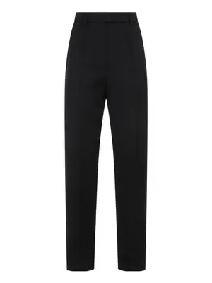 Prada Pleated Tapered-leg Trousers - Black