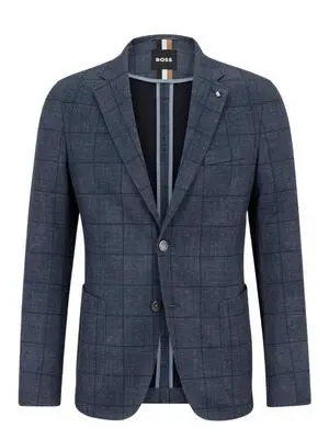 Hugo Boss Checked Single-breasted Blazer - Blue
